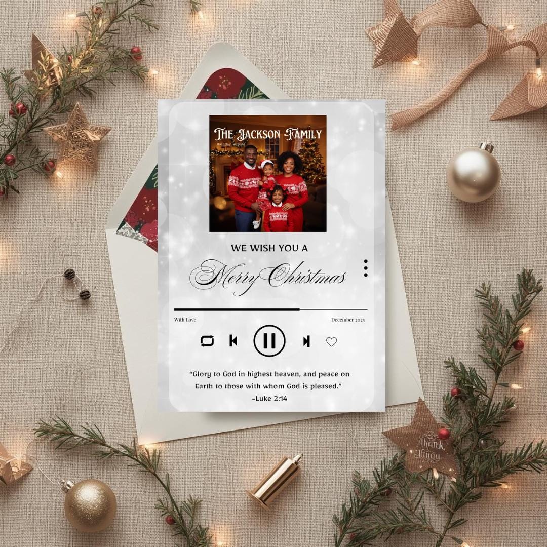 Editable Christmas Card | Music Player Album Cover Card Template – The ...